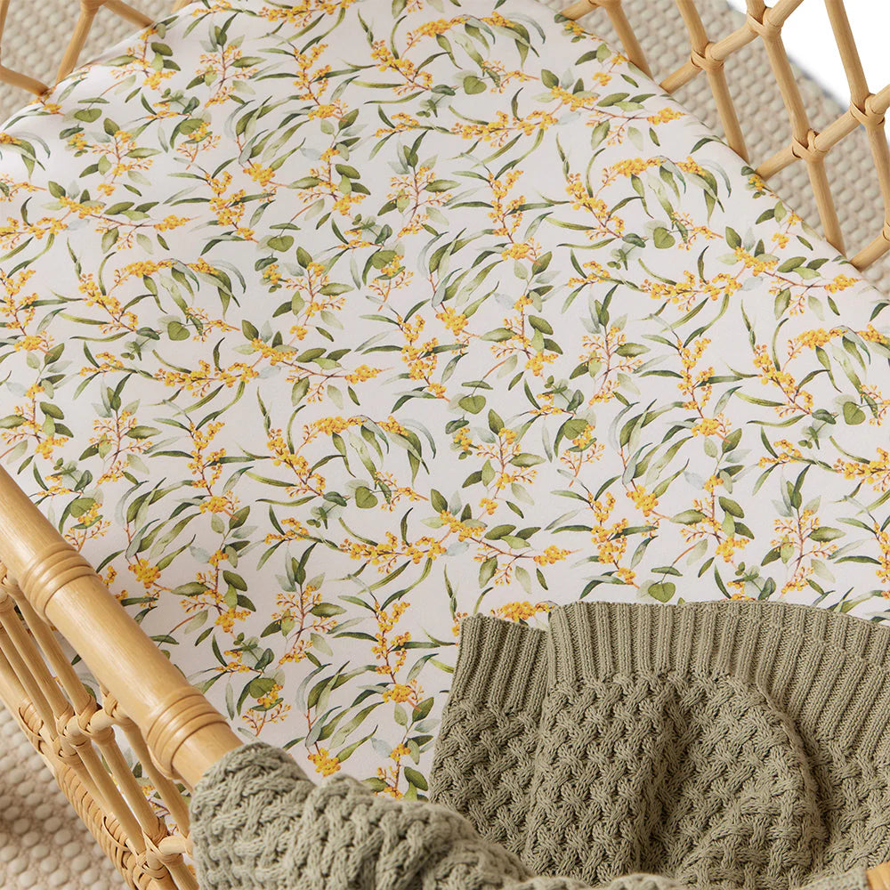 Organic Fitted Baby Bassinet Sheet • Golden Wattle | Baby Change Pad ...