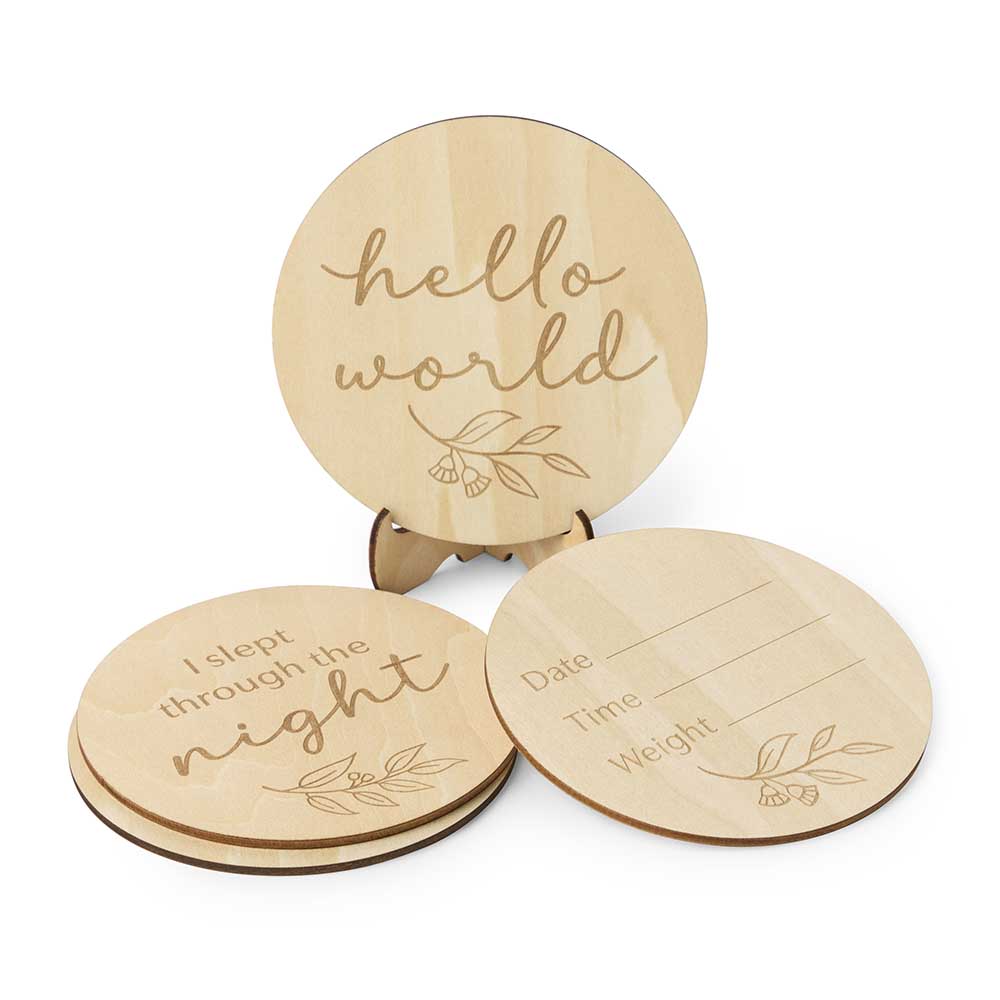 Gumleaf Monthly Milestone Plaques | Timber Baby Milestone Discs – OH ...